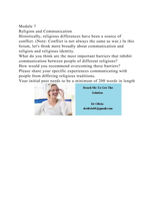 Module 7Religion and CommunicationHistorically, religious differ.docx