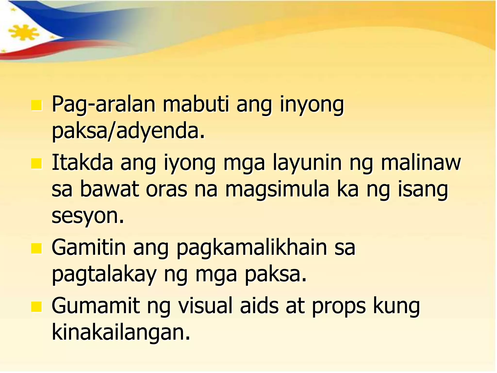 Module 7 tips in developing facilitation skills (tagalog) | PPTX