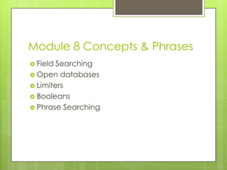 Module 8 PubMed Database | PPT