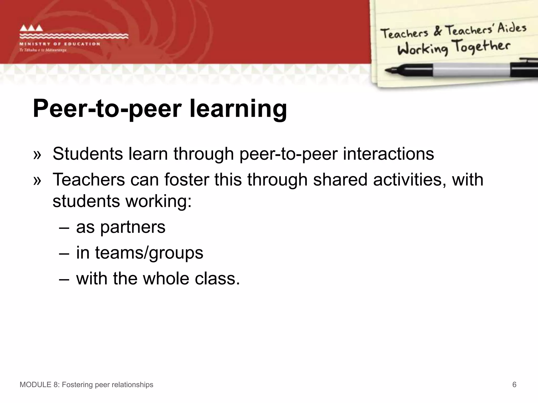 Module 8 Fostering peer relationships | PPTX