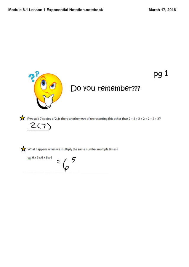 Module 8 1 Lesson 1 Exponential Notation Pdf