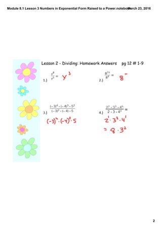 Module 8.1 lesson 3 numbers in exponential form raised to a power | PDF