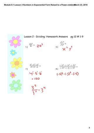 Module 8.1 lesson 3 numbers in exponential form raised to a power | PDF