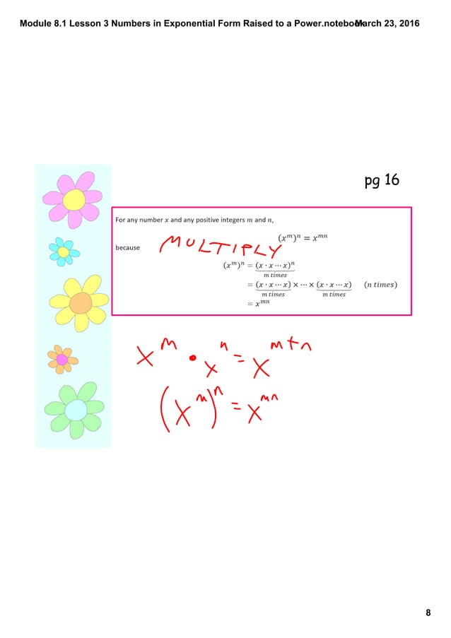 Module 8.1 lesson 3 numbers in exponential form raised to a power | PDF