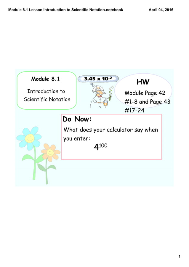 Module 8.1 lesson introduction to scientific notation | PDF