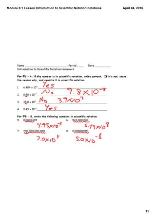 Module 8.1 lesson introduction to scientific notation | PDF