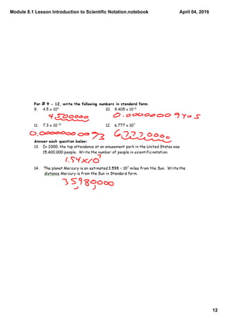 Module 8.1 lesson introduction to scientific notation | PDF