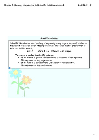Module 8.1 lesson introduction to scientific notation | PDF