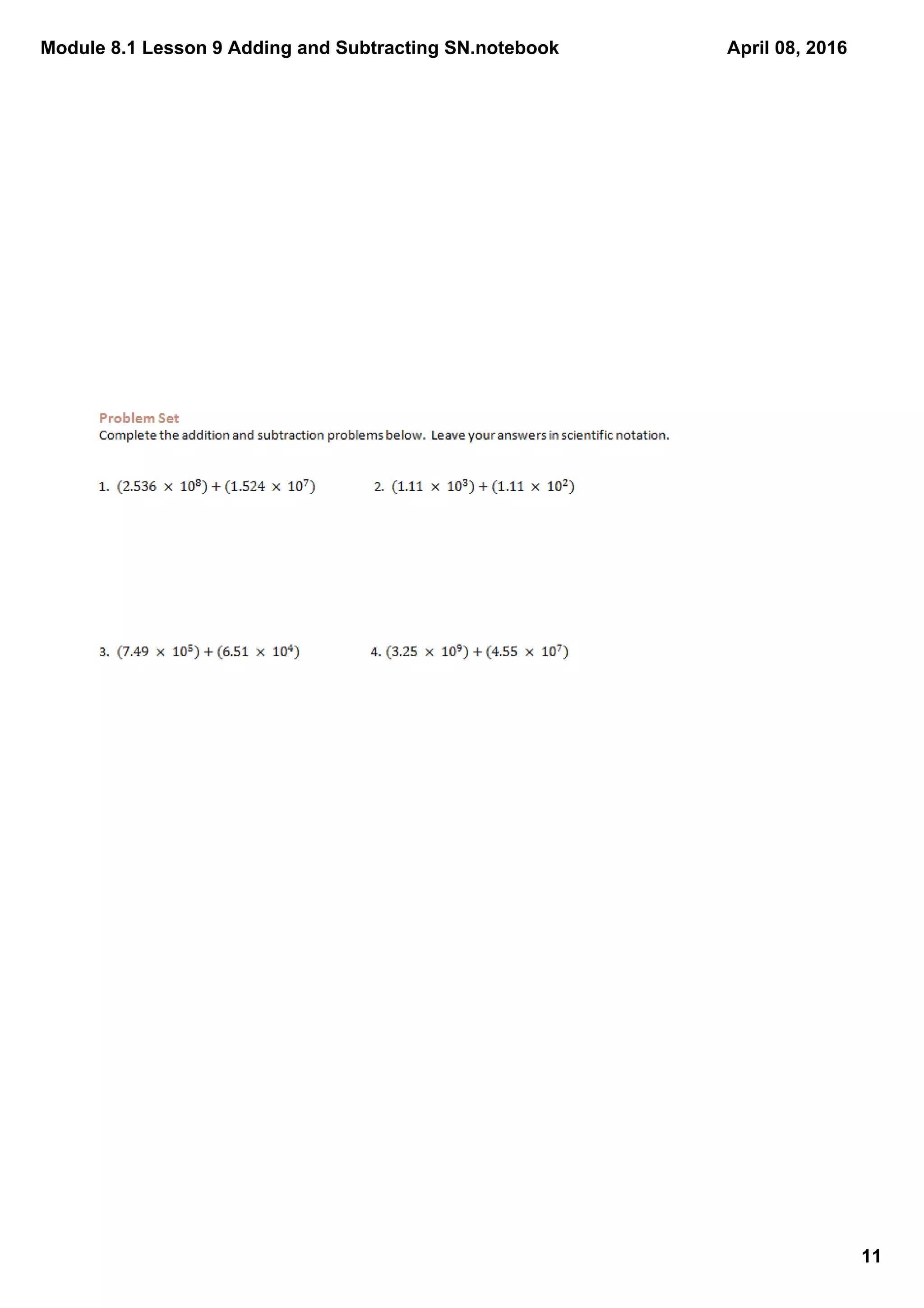 Module 8.1 lesson 9 adding and subtracting sn | PDF