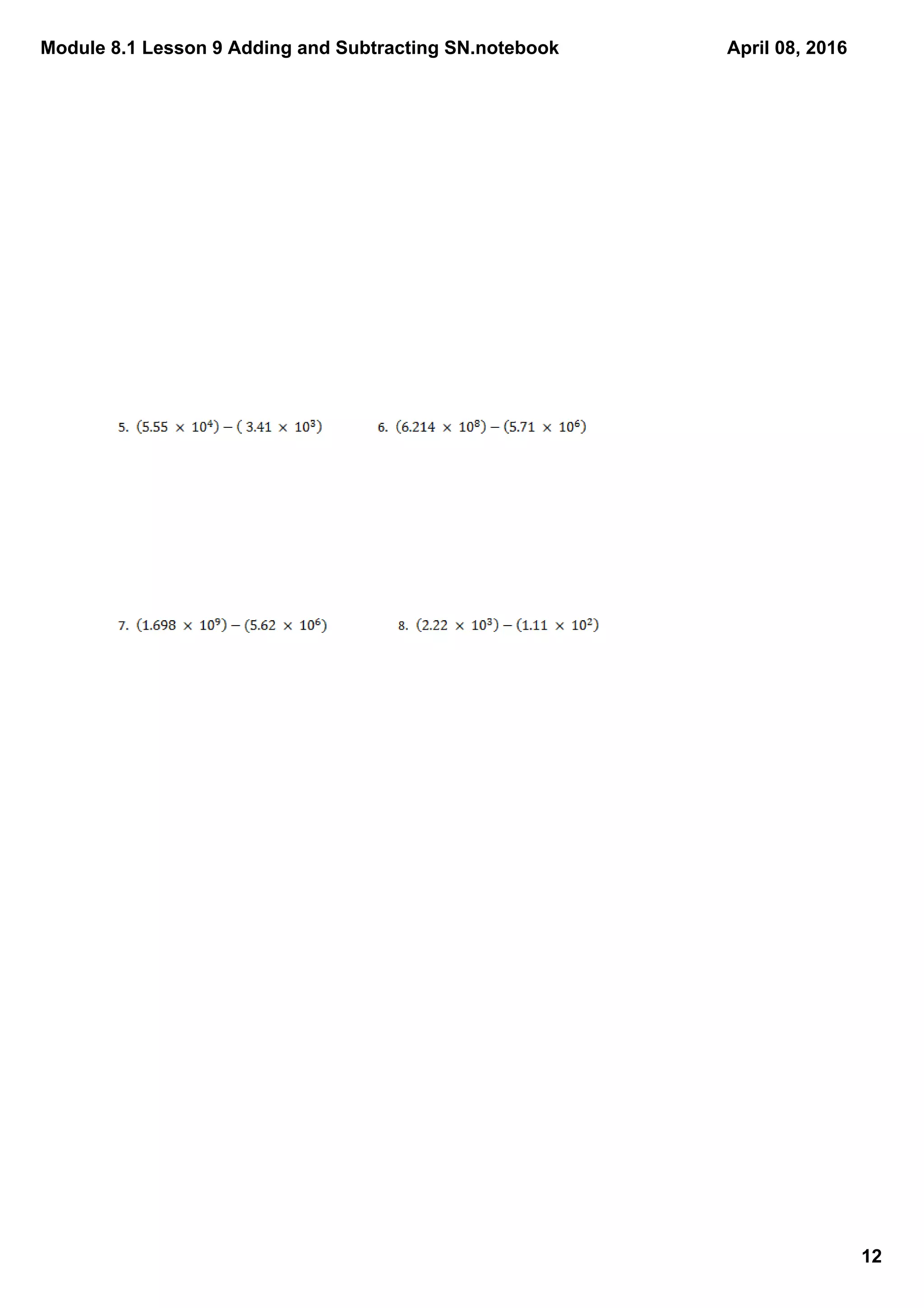 Module 8.1 lesson 9 adding and subtracting sn | PDF