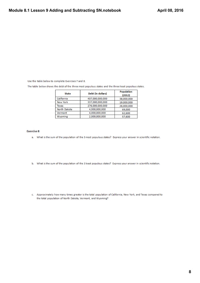 Module 8.1 lesson 9 adding and subtracting sn | PDF