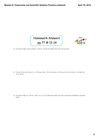 Module 8.1 exponents and scientific notation practice | PDF | Homework ...