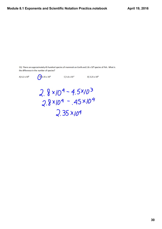 Module 8.1 exponents and scientific notation practice | PDF | Homework ...