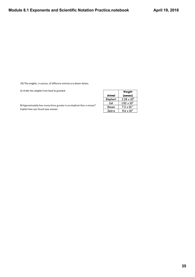 Module 8.1 exponents and scientific notation practice | PDF | Homework ...