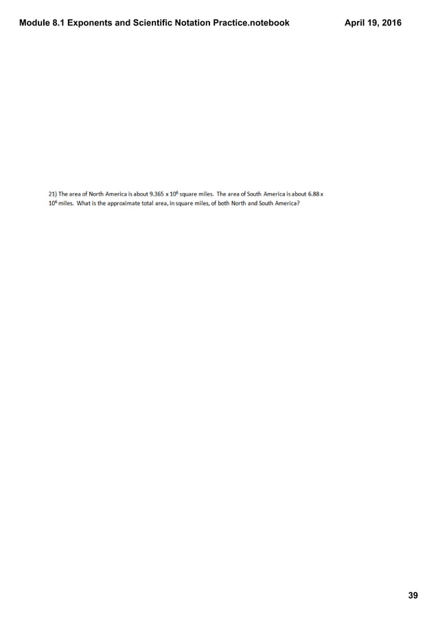 Module 8.1 exponents and scientific notation practice | PDF | Homework ...