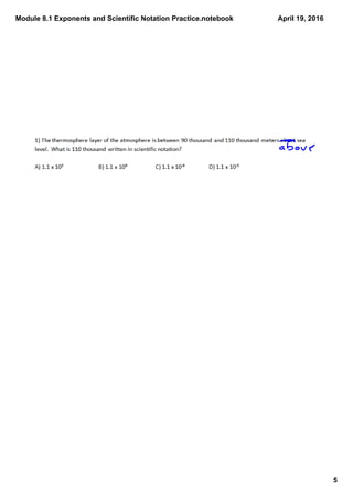 Module 8.1 exponents and scientific notation practice | PDF | Homework ...