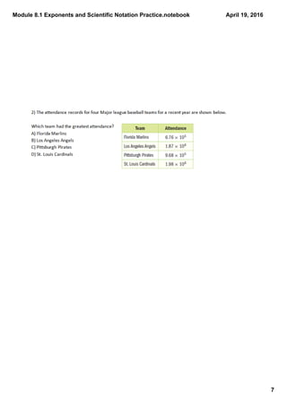 Module 8.1 exponents and scientific notation practice | PDF | Homework and Study | Education