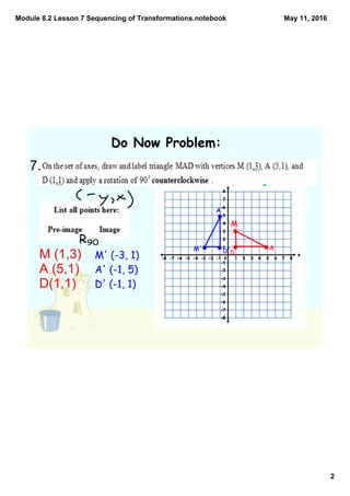 Module 8.2 lesson 7 sequencing of transformations | PDF | Physics | Science