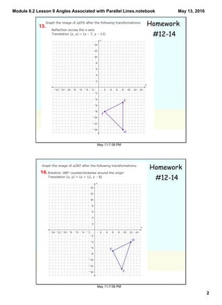 Module 8.2 lesson 9 angles associated with parallel lines notes | PDF