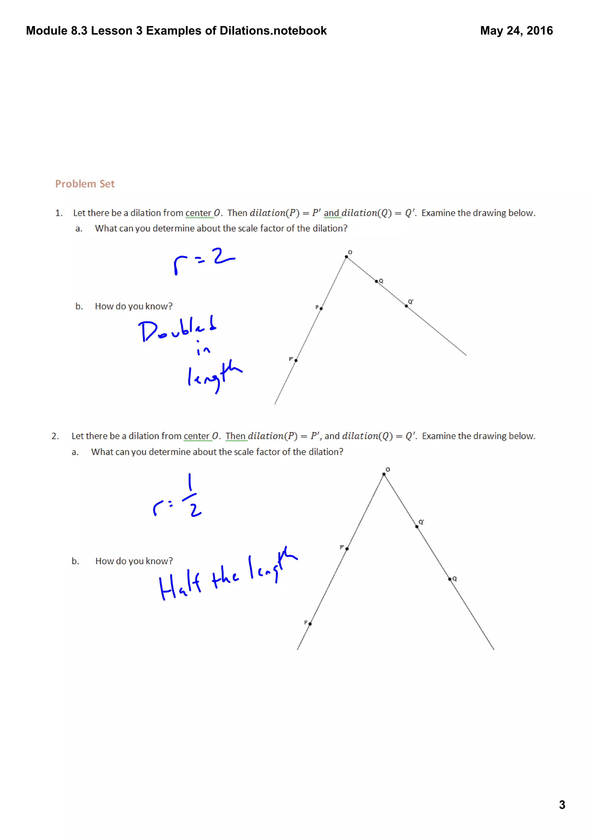 Module 8.3 lesson 3 examples of dilations' | PDF