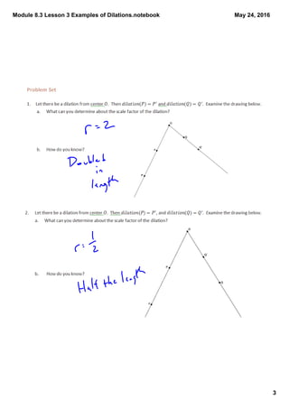 Module 8.3 lesson 3 examples of dilations' | PDF