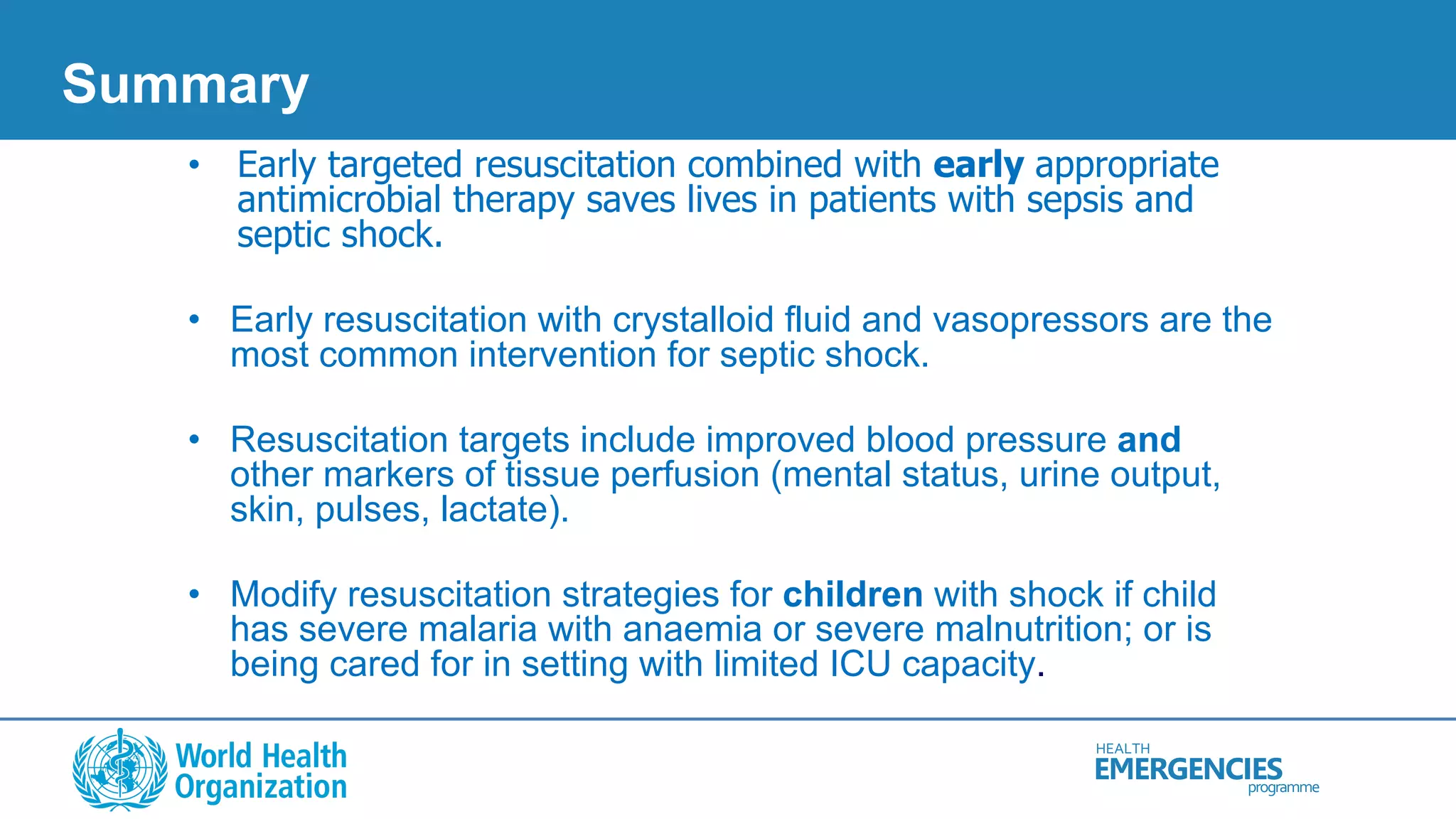 SEPSIS AND SEPTIC SHOCKDELIVER TARGETED RESUSCITATION | PDF