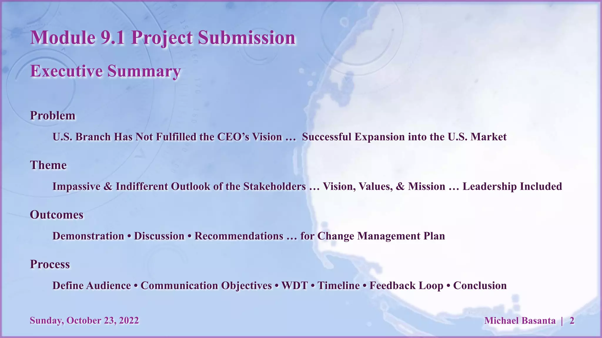 Module 9.1 Project Submission • Change Management Communication Plan.pptx