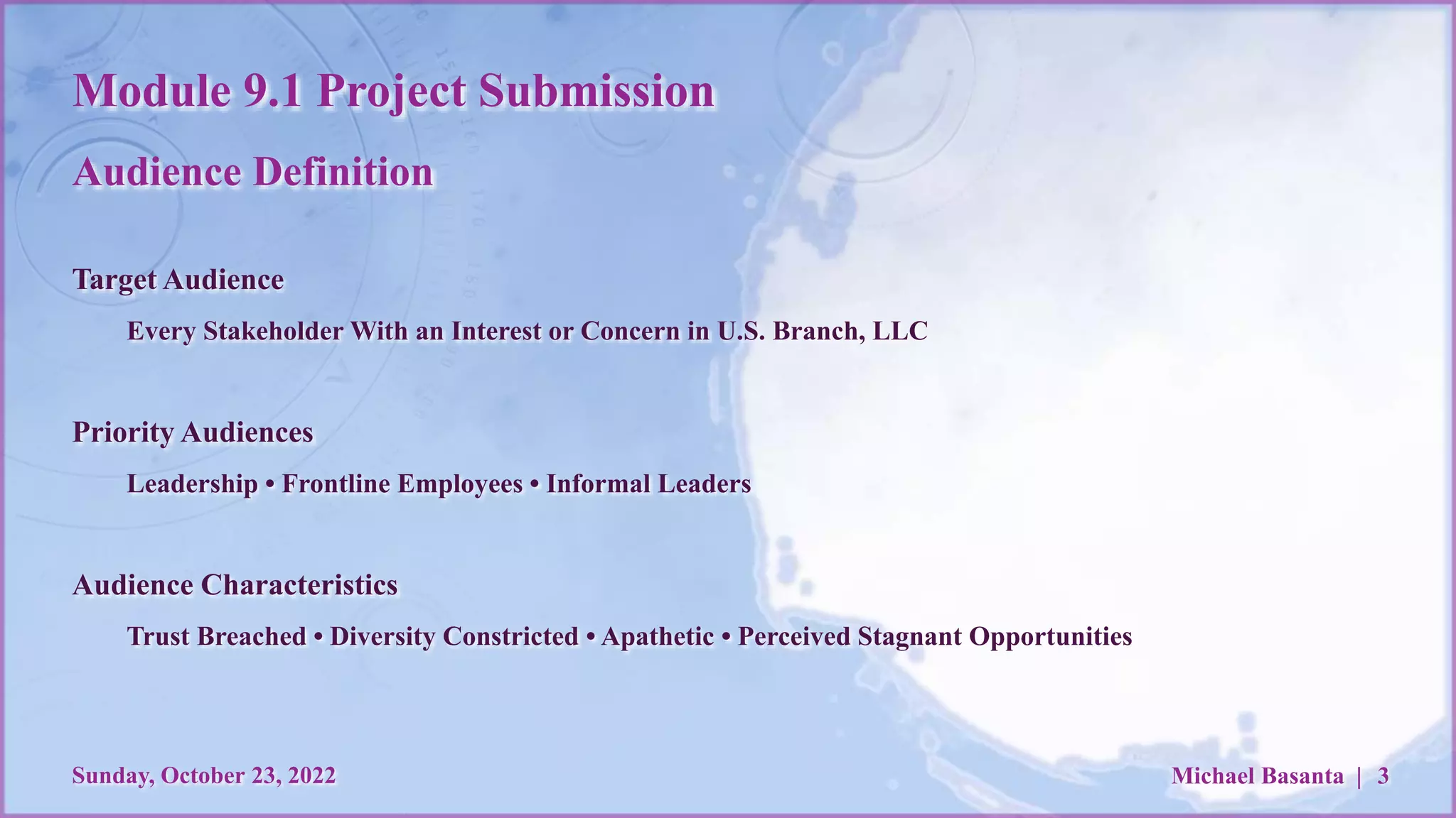 Module 9.1 Project Submission • Change Management Communication Plan.pptx