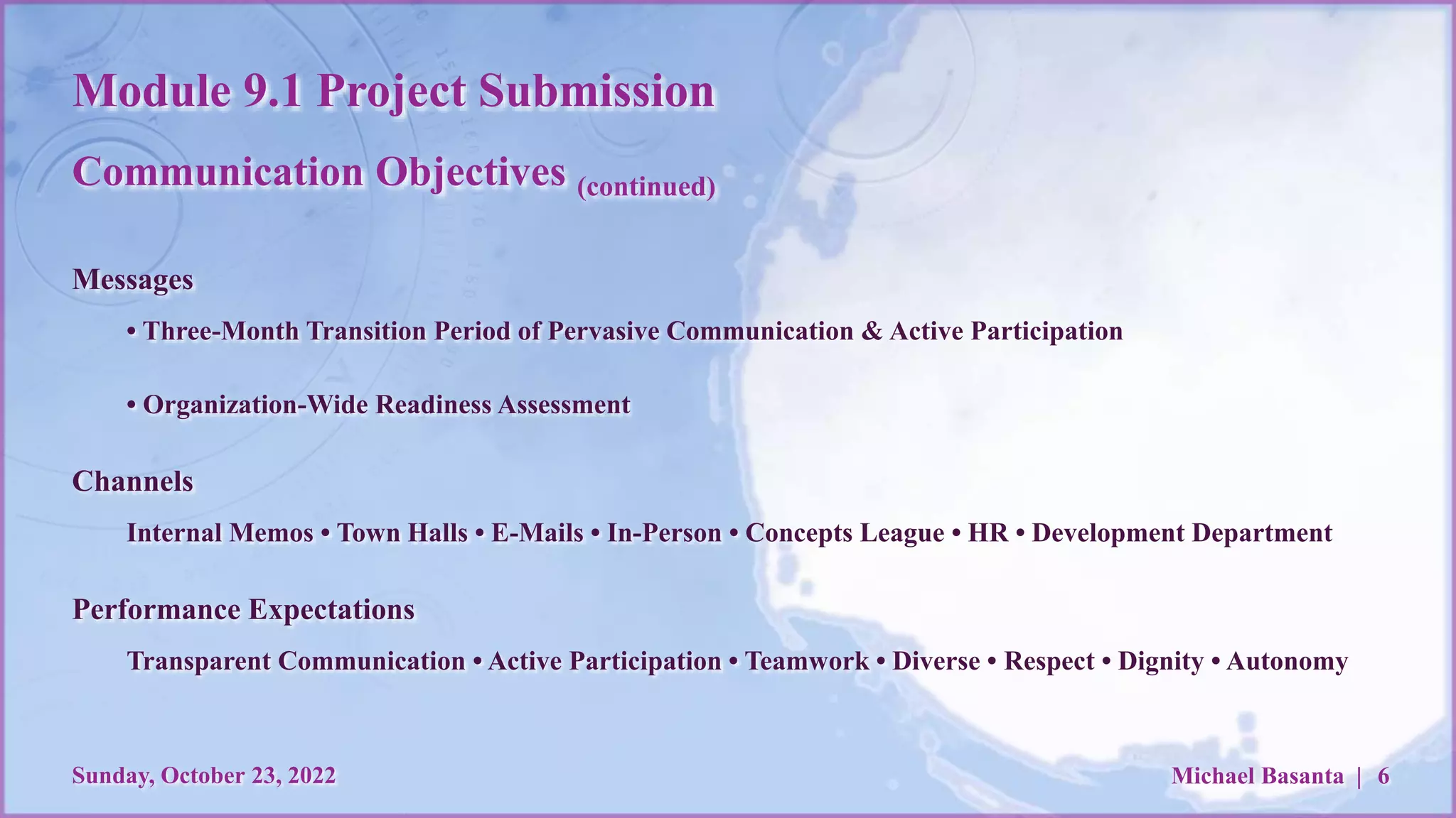 Module 9.1 Project Submission • Change Management Communication Plan.pptx