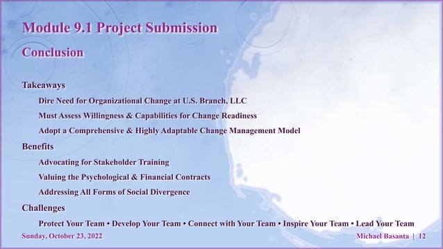 Module 9.1 Project Submission • Change Management Communication Plan.pptx