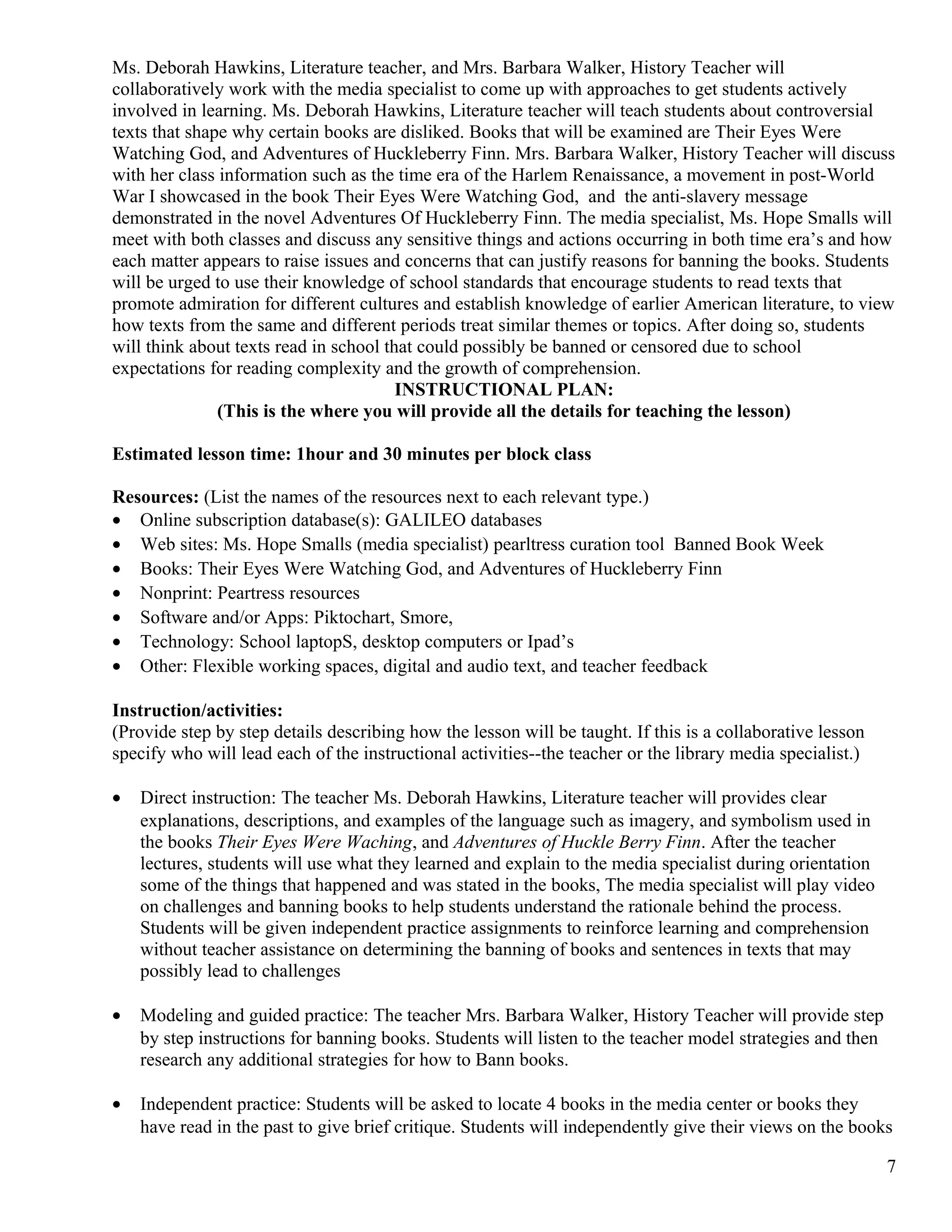 Hope Smalls Banned Books Week Lesson Plan | DOC | Educational ...