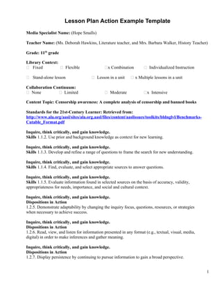 Hope Smalls Banned Books Week Lesson Plan | DOC | Educational ...