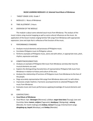 Module 9 mindanao vocal music | DOCX