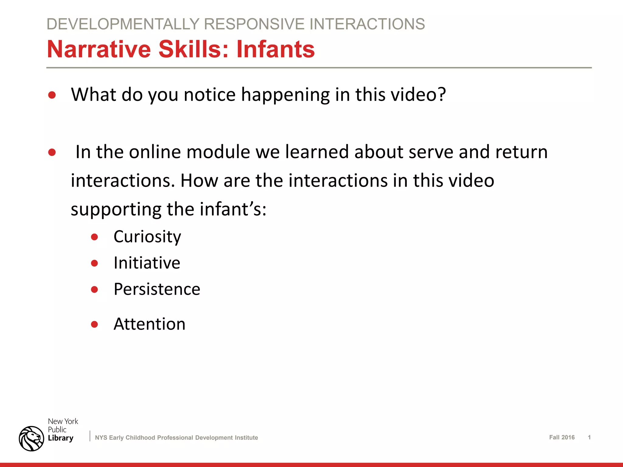 Module a narrative development - infants | PPT