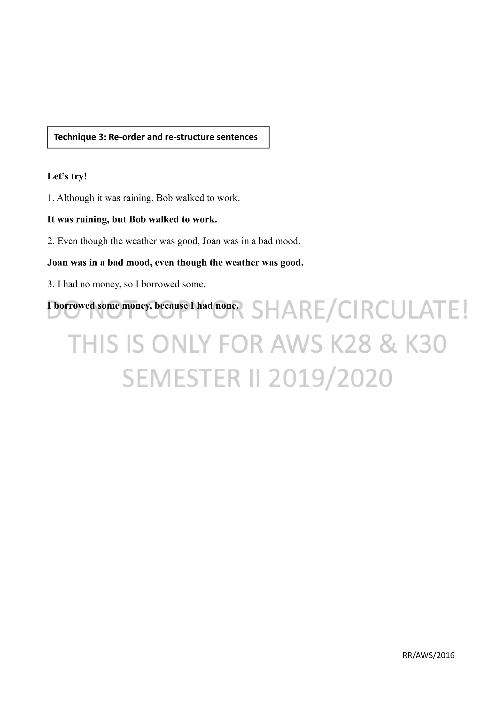 Answer key to MODULE Quotation Summarizing & Paraphrasing (FOR AWS ...