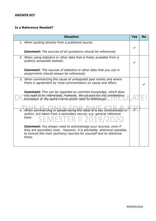Answer key to MODULE Quotation Summarizing & Paraphrasing (FOR AWS ...