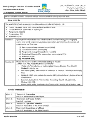 Module descriptor dr. mehdi salih abdulqader 2 | PDF | Business Accounting & Finance | Business