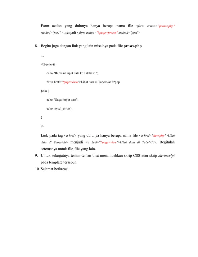 Modul edit template web dengan php dan my sq lx | PDF