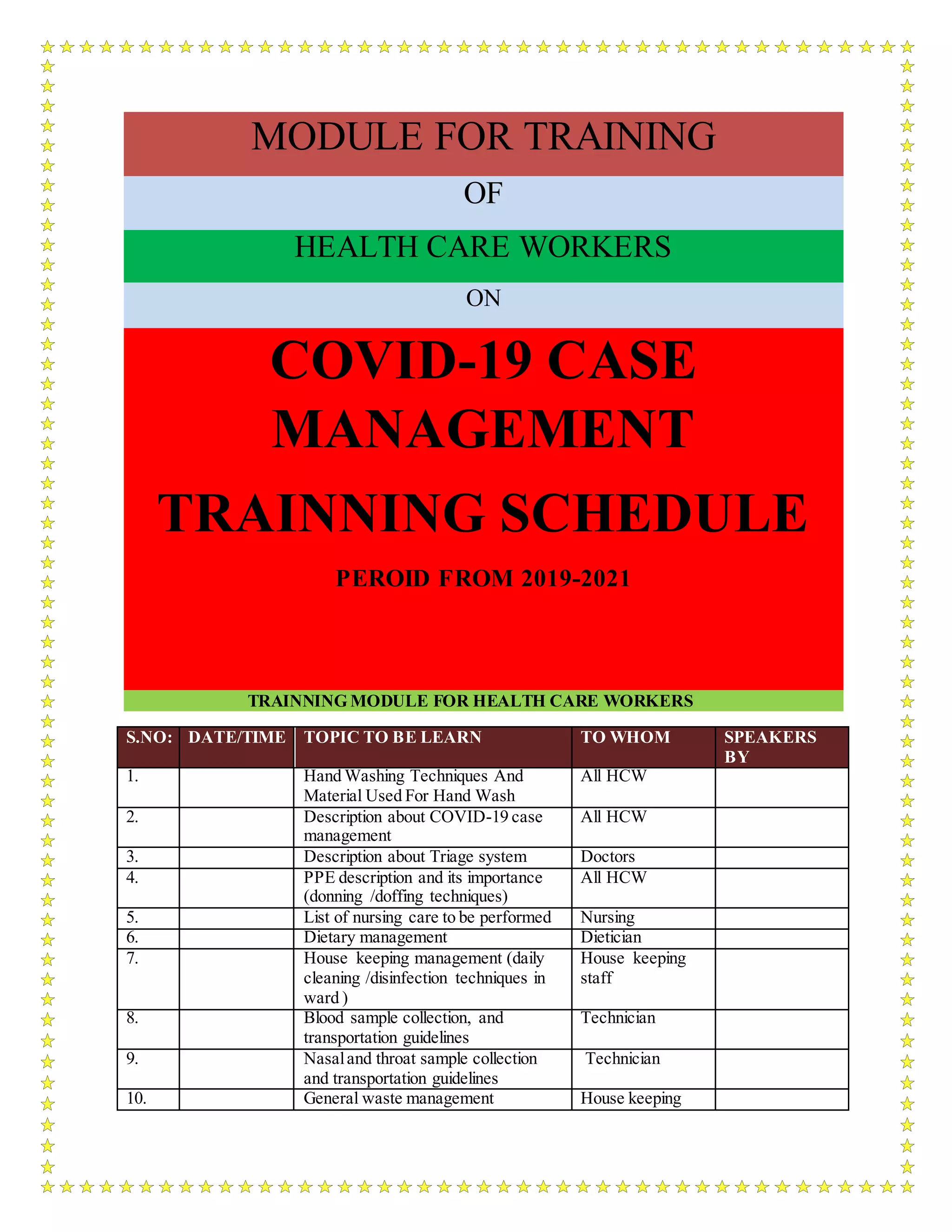 Module for training during covid-19 case management | DOCX