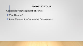COMMUNITY DEVELOPMENT THEORY AND PRACTICE MODULE FOUR .pptx