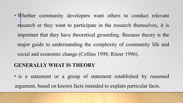 COMMUNITY DEVELOPMENT THEORY AND PRACTICE MODULE FOUR .pptx | Science