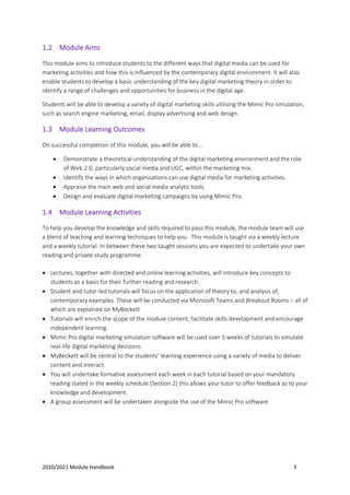Module Handbook Introduction to Digital Marketing | PDF