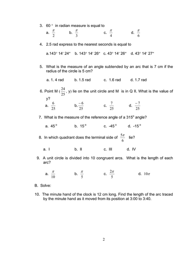 Module i circular functions | PDF