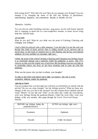 Module II on PFA (Psychological First Aid) | Calming Down and Managing ...