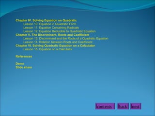 Module in solving quadratic equation | PPT