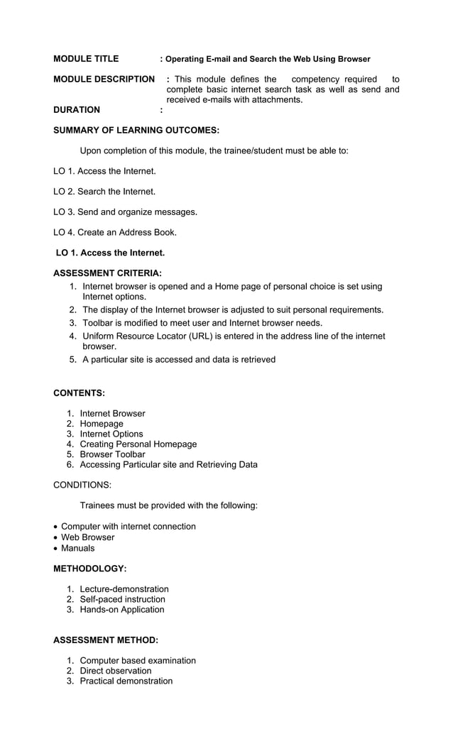 Module Internet | DOC | Internet for Beginners | Internet