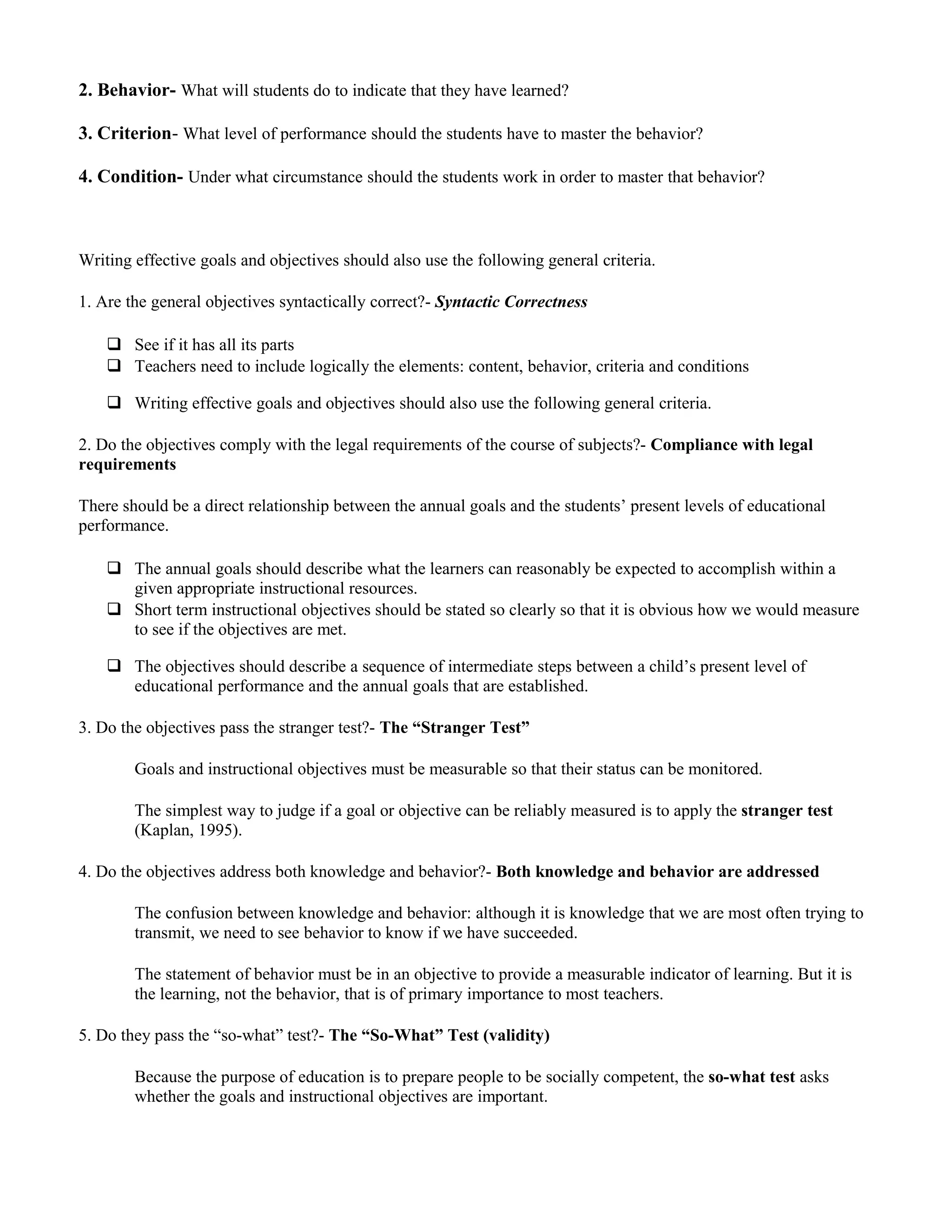 Curriculum Development: Criteria for Curriculum Assessment_Hand-out | DOC