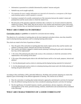 Curriculum Development: Criteria for Curriculum Assessment_Hand-out | DOC