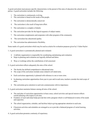 Curriculum Development: Criteria for Curriculum Assessment_Hand-out | DOC