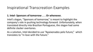 COPYWRITING - TRANSCREATIVITY | PPTX | Business | Business and Finance